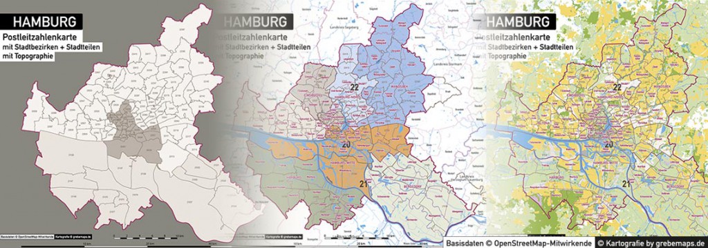 Postleitzahlenkarte Hamburg